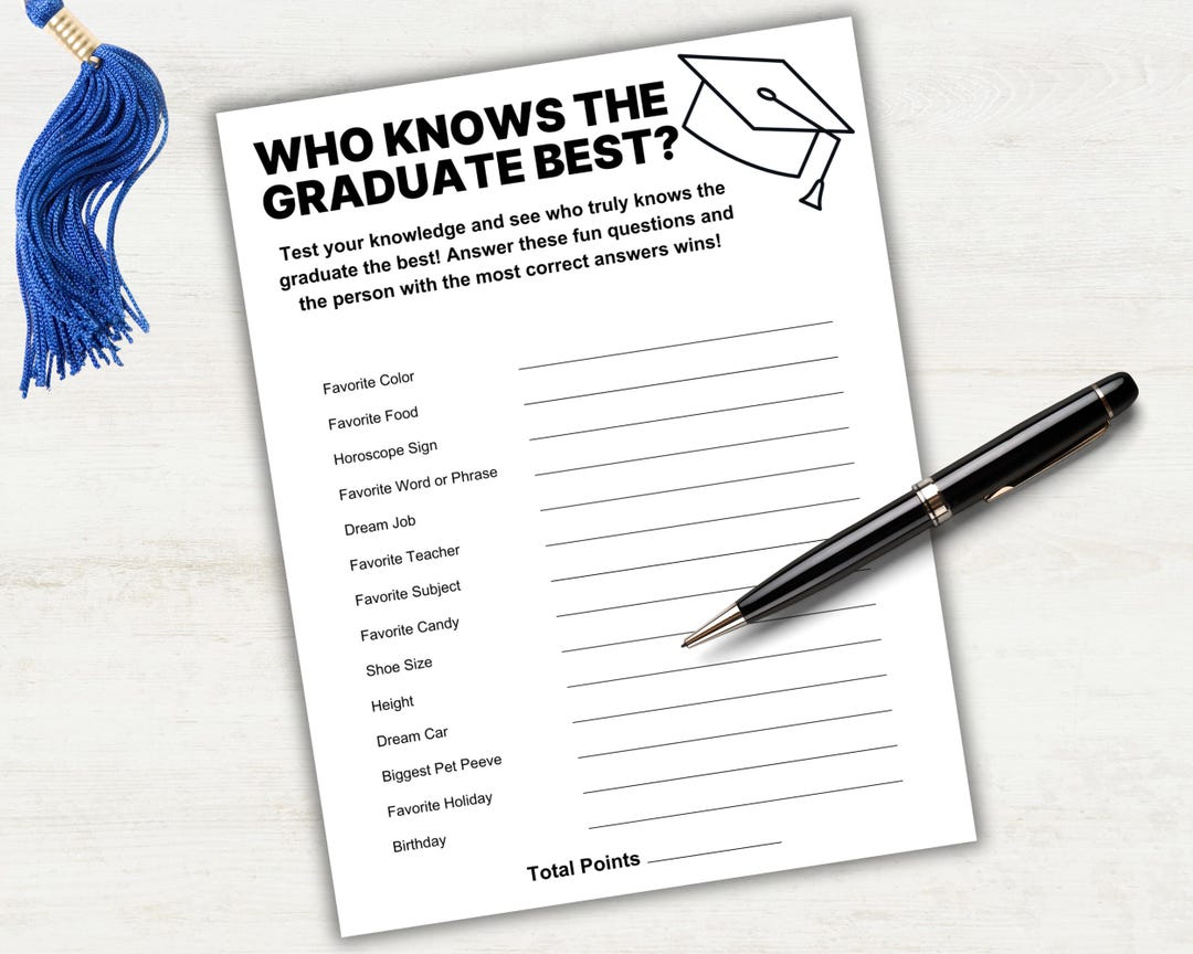 Graduation Party Game, Who Knows the Grad Best, Game for Graduation ...