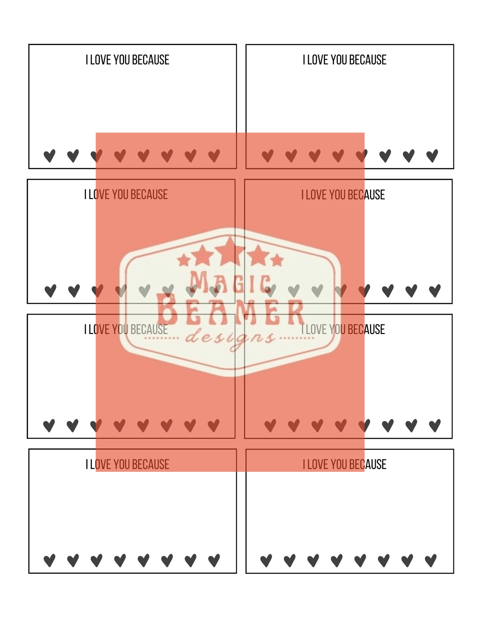 Love Note Cards, Reasons Why I Love You Printable Cards, Valentine ...