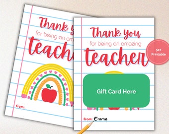 Teacher Appreciation Gift Card Holder, Gift Card for Staff Appreciation ...