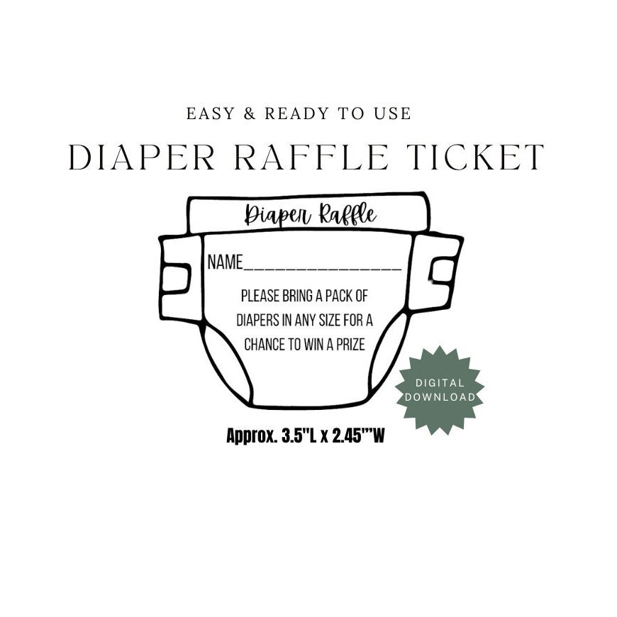 Diaper Raffle Ticket, Baby Shower Diaper Raffle Game, Baby Shower ...