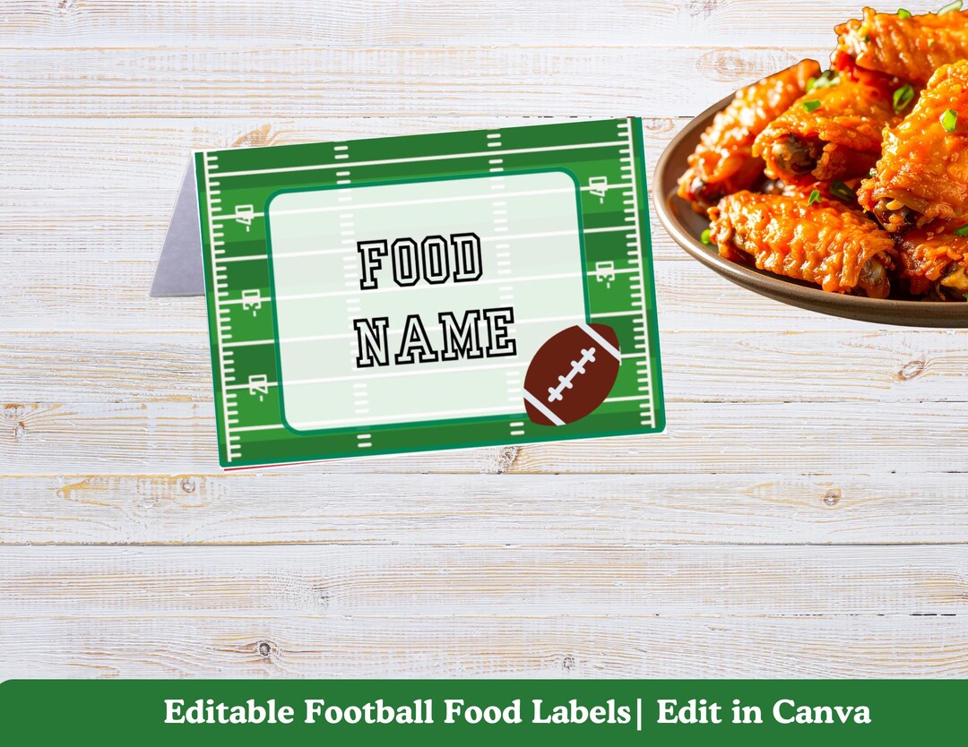 Editable Football Food Label, First Year Down Birthday Food Tent ...