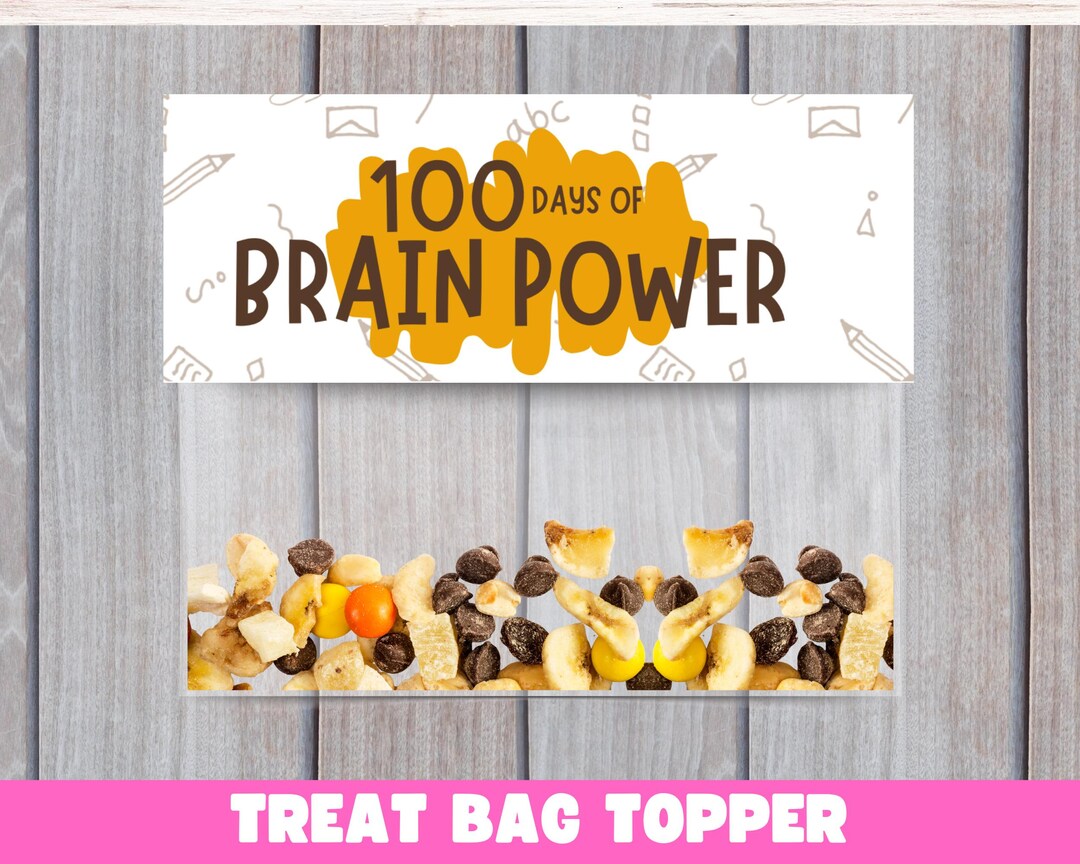 100th Day of School Treat Bag Topper, 100 Days Smarter, 100 Days of ...