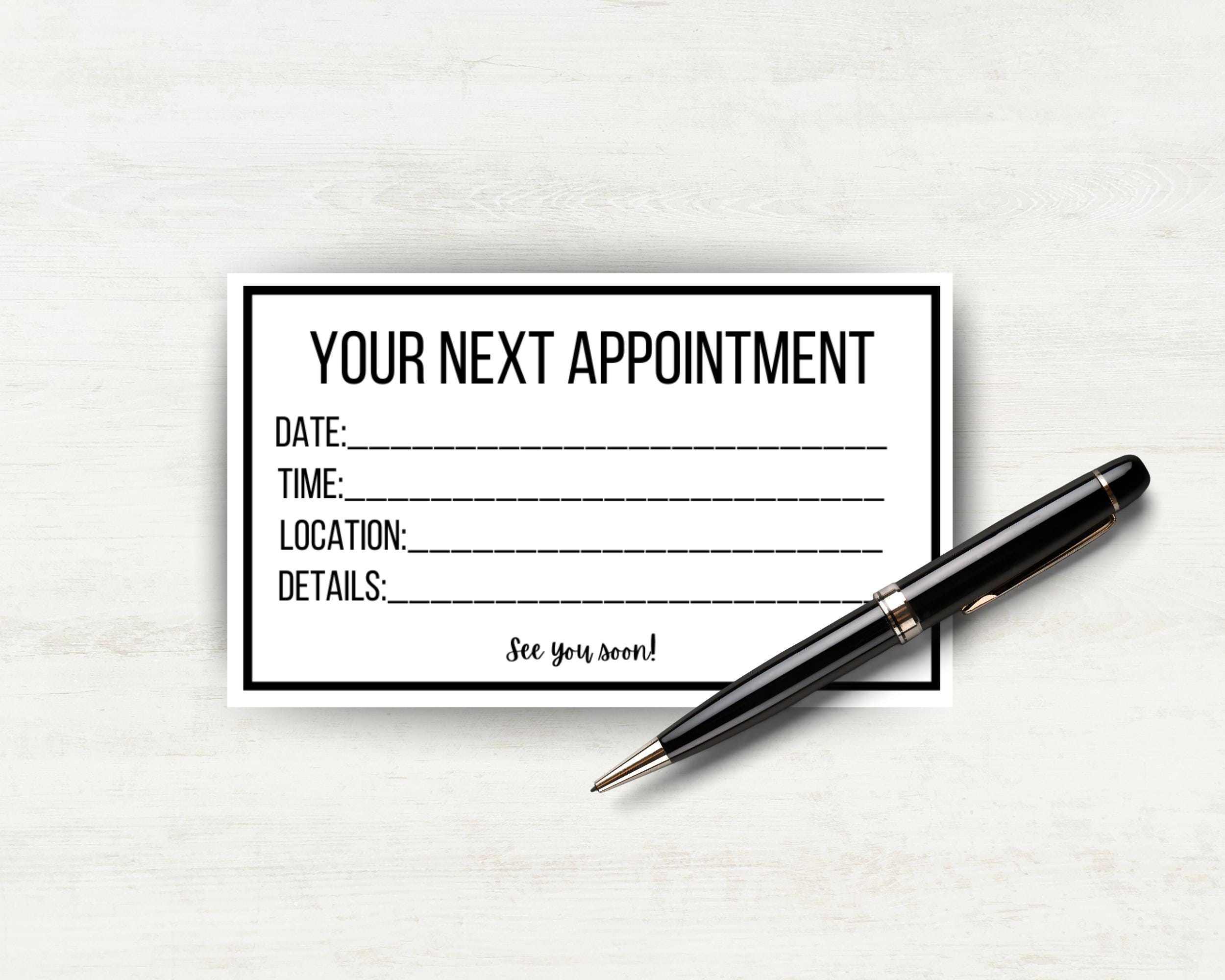 Appointment Reminder Cards for Small Business, Next Appointment ...