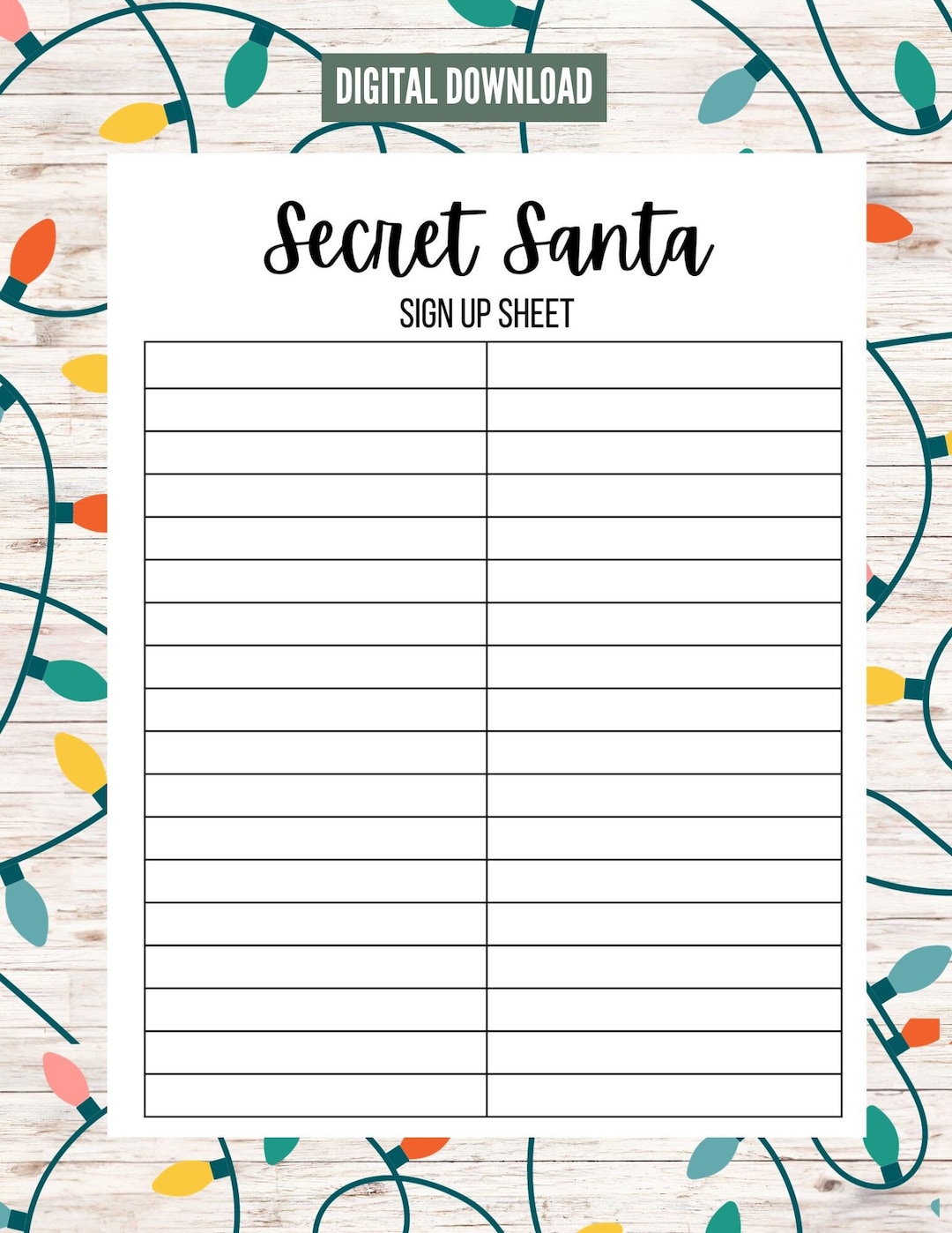 Office Secret Santa Sign up Sheet, Secret Santa Gift Exchange Printable ...