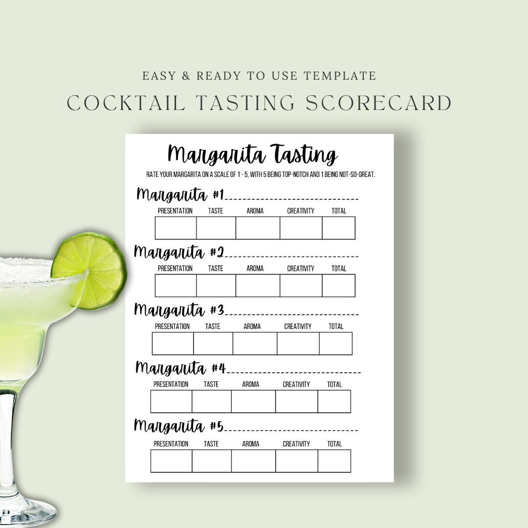 Margarita Taste Test Card for Bachelorette Party, Cinco De Mayo Party ...