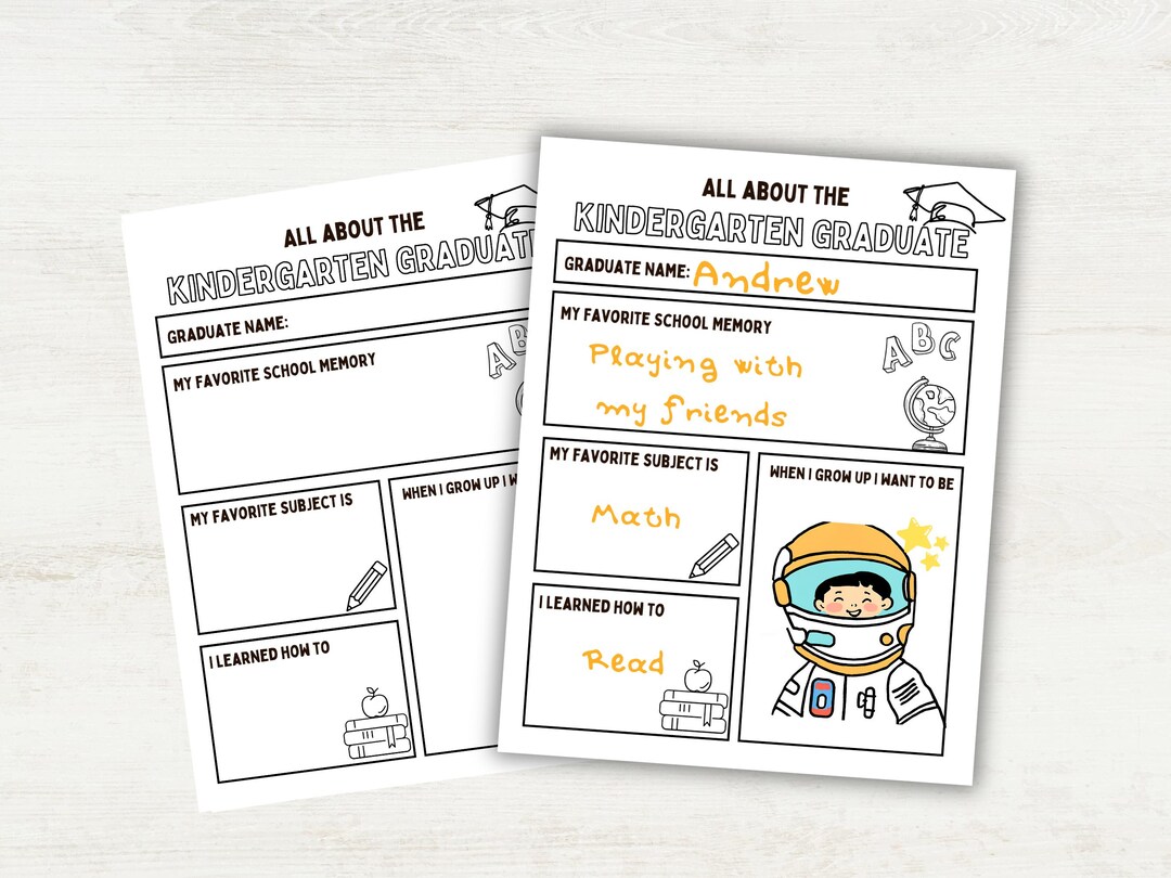 Kindergarten Graduation Questionnaire, Last Day of Kindergarten ...