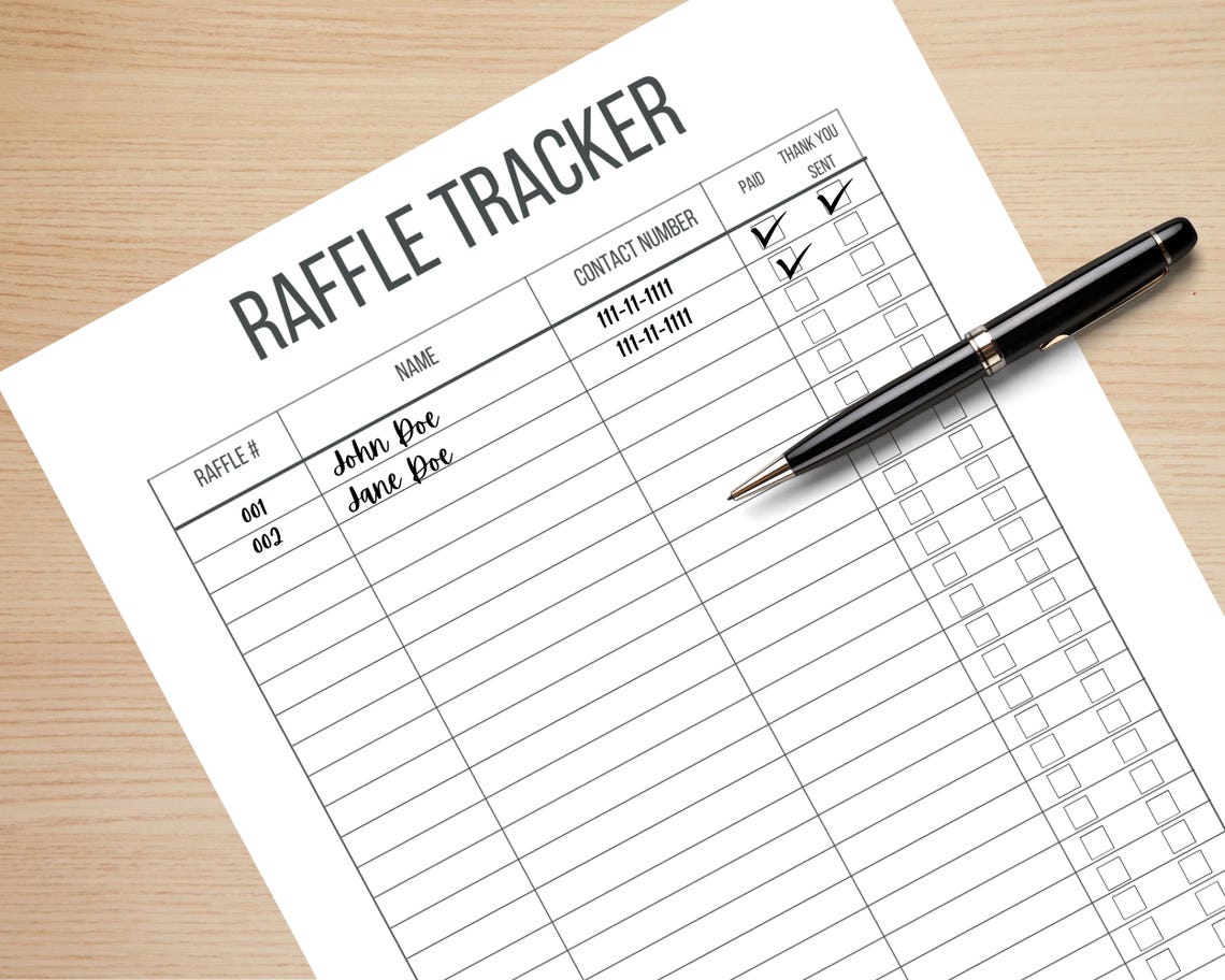 Raffle Tracker Template, Raffle Log, Raffle Ticket Organizer ...