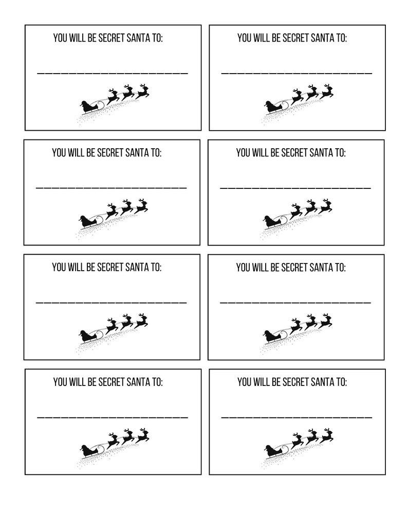 Secret Santa Cards for Drawing for Office Party, Secret Santa Cards ...