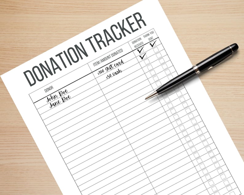 Event Donation Tracker for Fundraiser, Donation Form, Raffle Donation ...