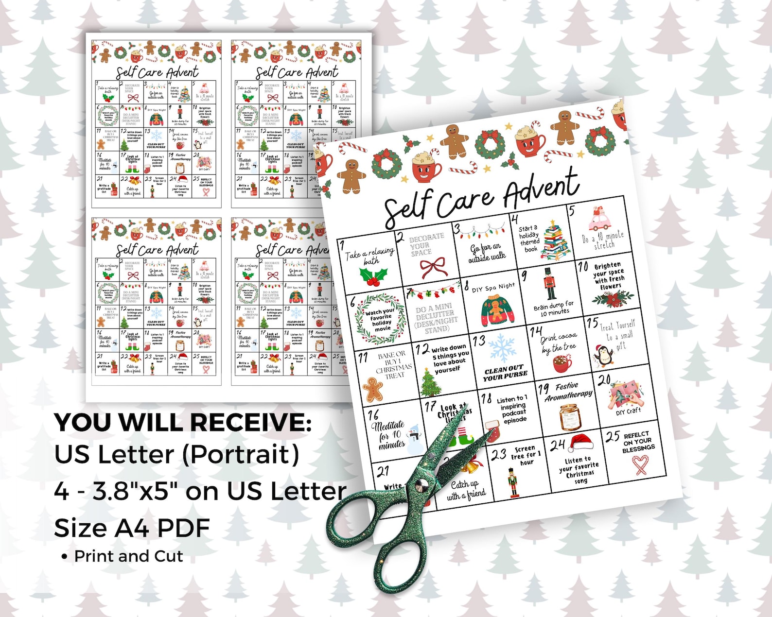 Self Care Advent Calendar, Mindfulness Advent, Self Care Holiday Advent ...