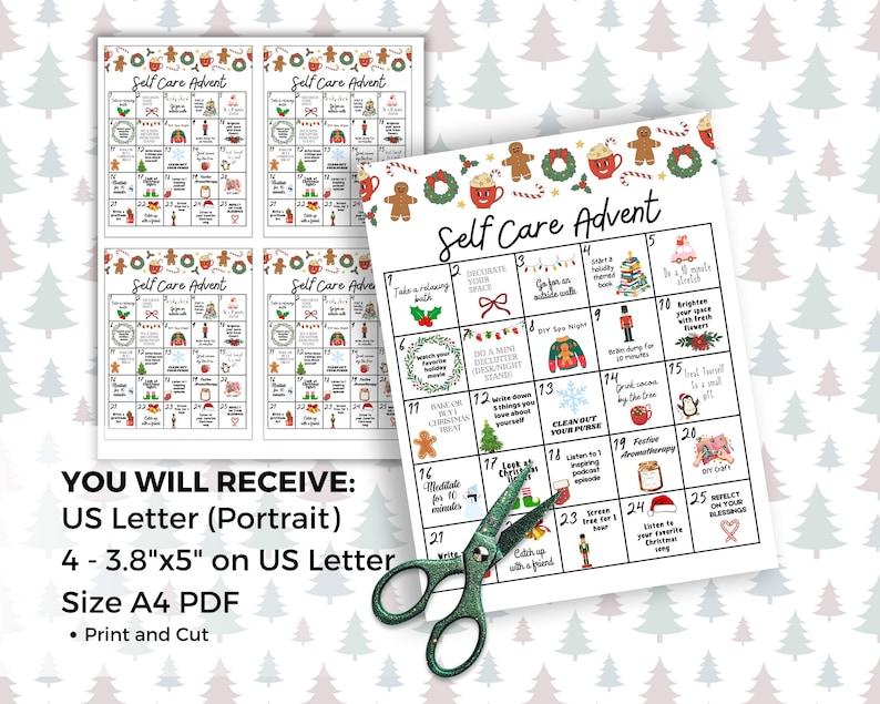 Self Care Advent Calendar, Mindfulness Advent, Self Care Holiday Advent ...