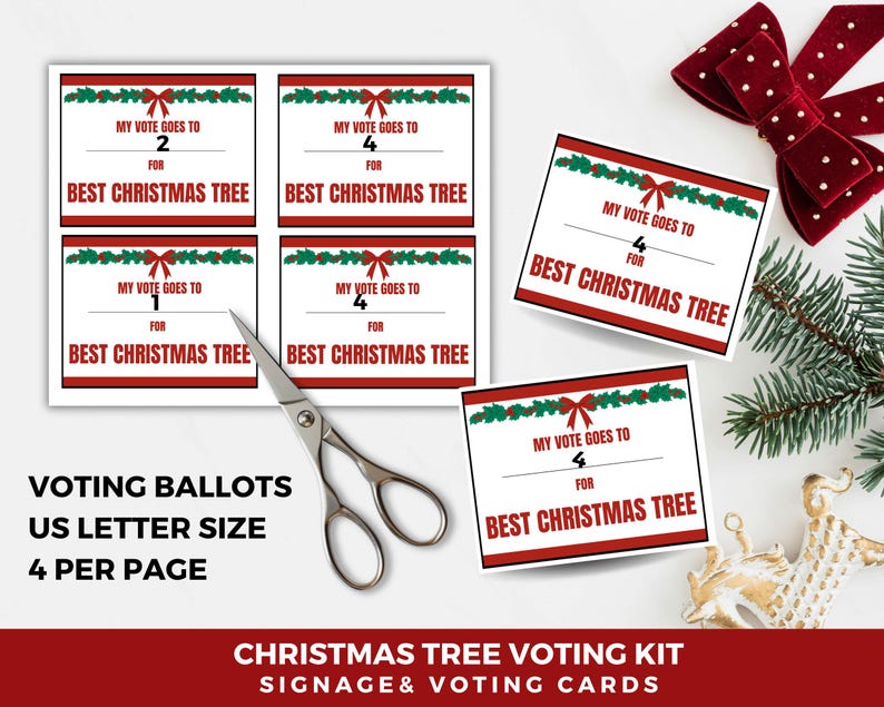 Best Christmas Tree Ballot Kit , Christmas Tree Vote Cards, Christmas ...