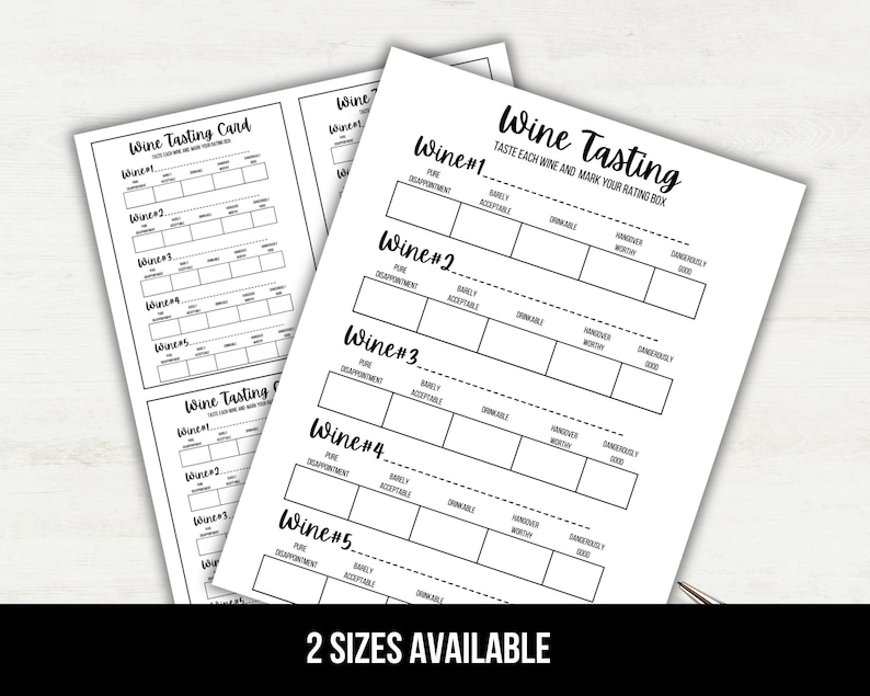 Wine Tasting Sheet, Wine Tasting Score Card, Wine Games, Wine Rating ...
