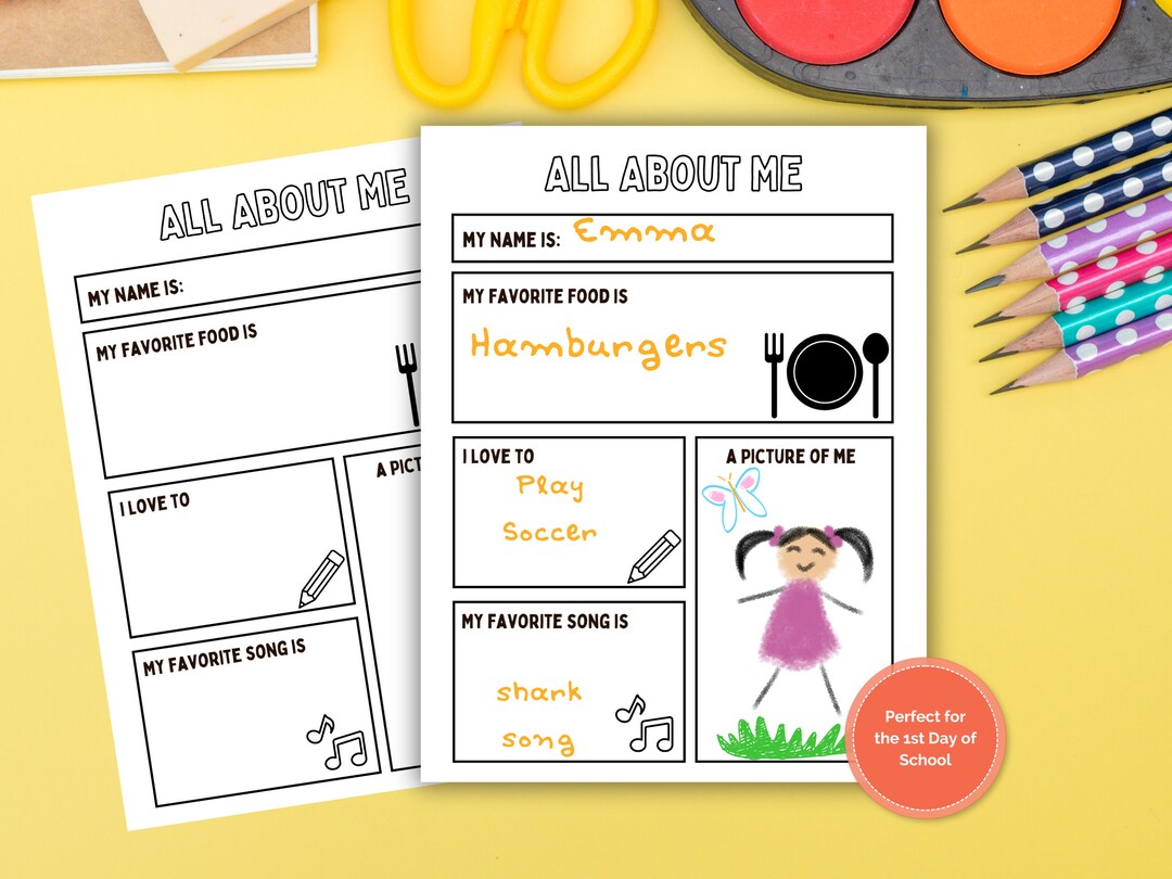 Back to School All About Me Worksheet, Kindergarten All About Me ...