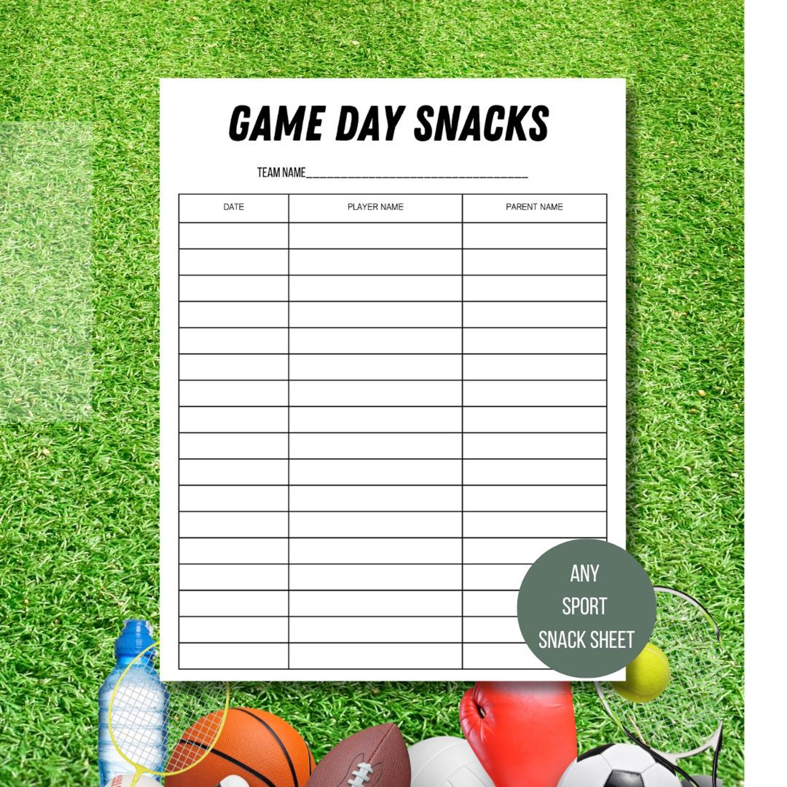 Snack Schedule Sign up Sheet, Soccer Snack Sign Up, Team Snack Schedule ...