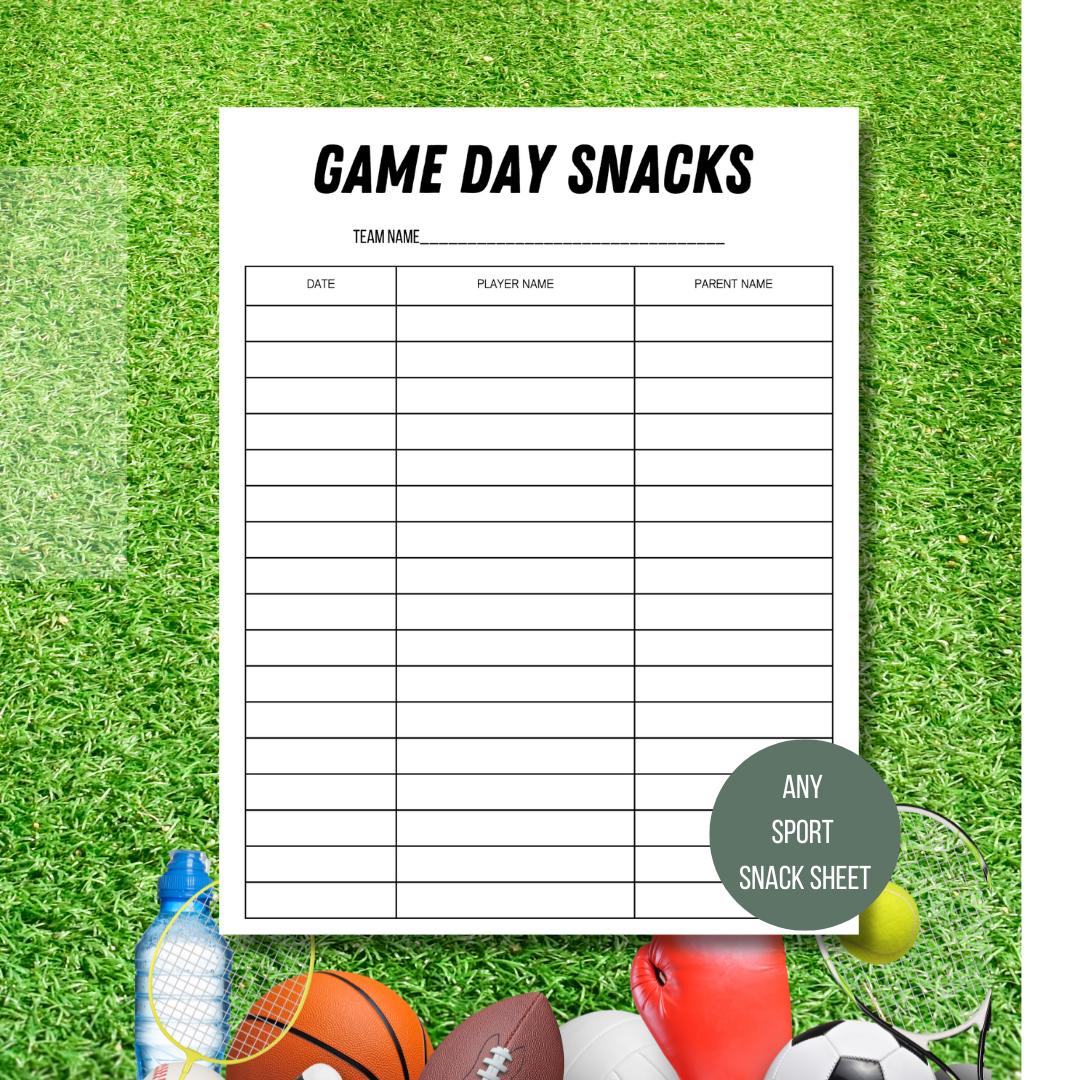 Snack Schedule Sign up Sheet, Soccer Snack Sign Up, Team Snack Schedule ...