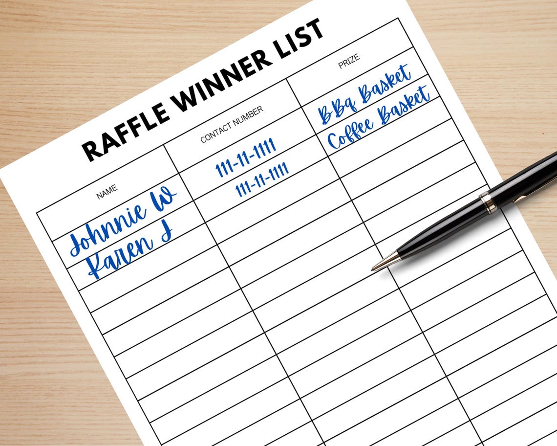 Raffle Fundraiser Planning Kit, Raffle Organizer, Basket Donation ...