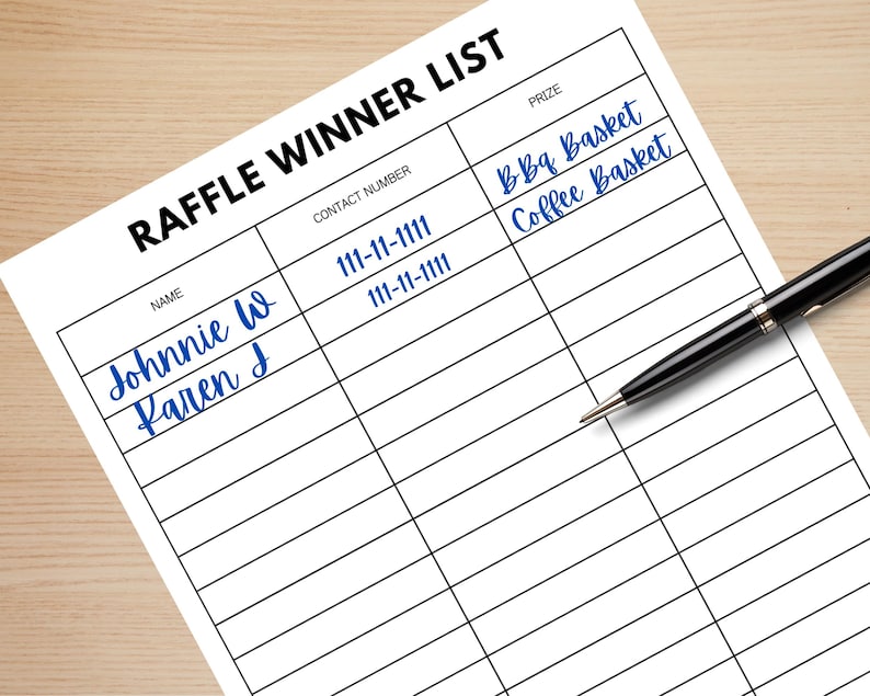 Raffle Fundraiser Planning Kit, Raffle Organizer, Basket Donation ...