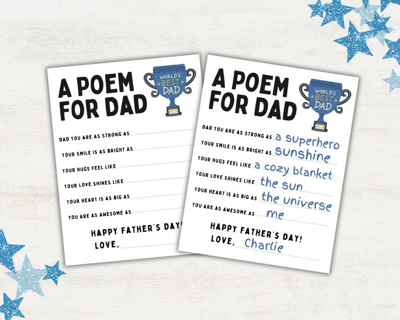Fathers Day Printable Poem for Preschool, Fill in the Blank Poem ...