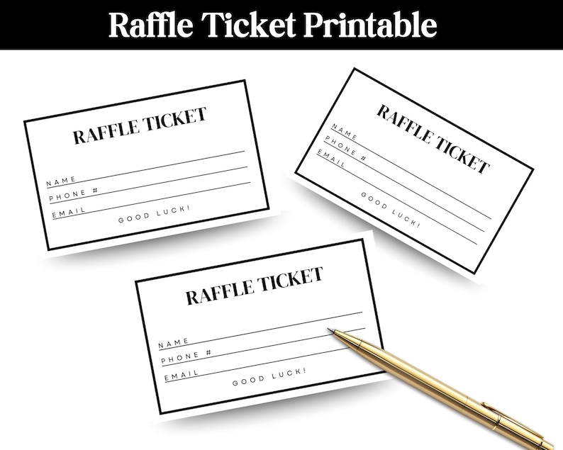 Printable Raffle Tickets, Raffle Ticket, Raffle Cards, Drawing Cards ...