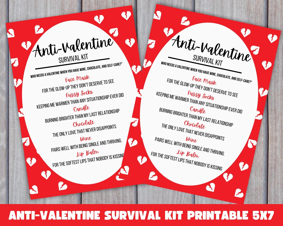 Anti-valentines Day Survival Kit Printable | Valentines Day for Single ...