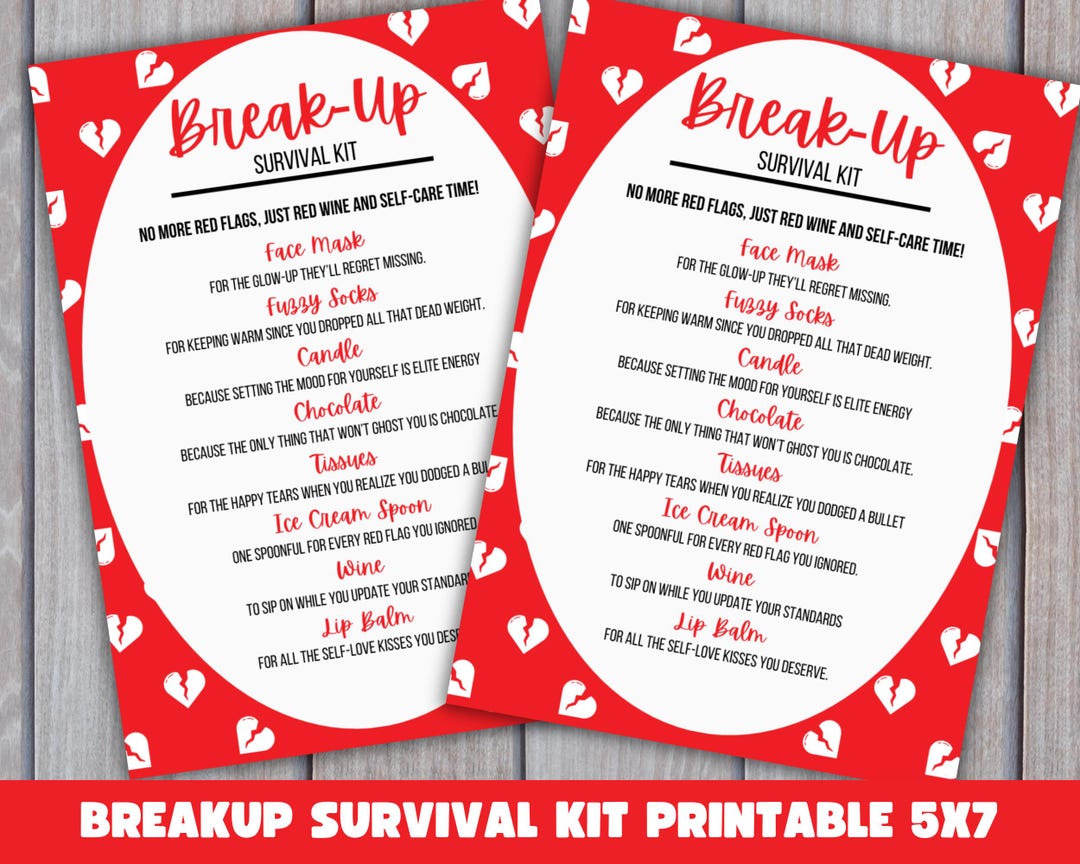 Breakup Survival Kit Printable |break up Care Package Printable | Funny ...