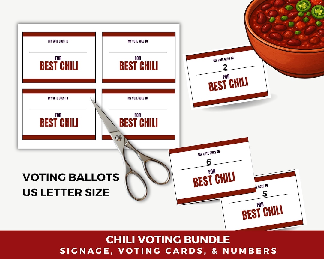 Chili Voting Card Kit, Chili Cook off Ballot, Chili Cookoff Ballots ...