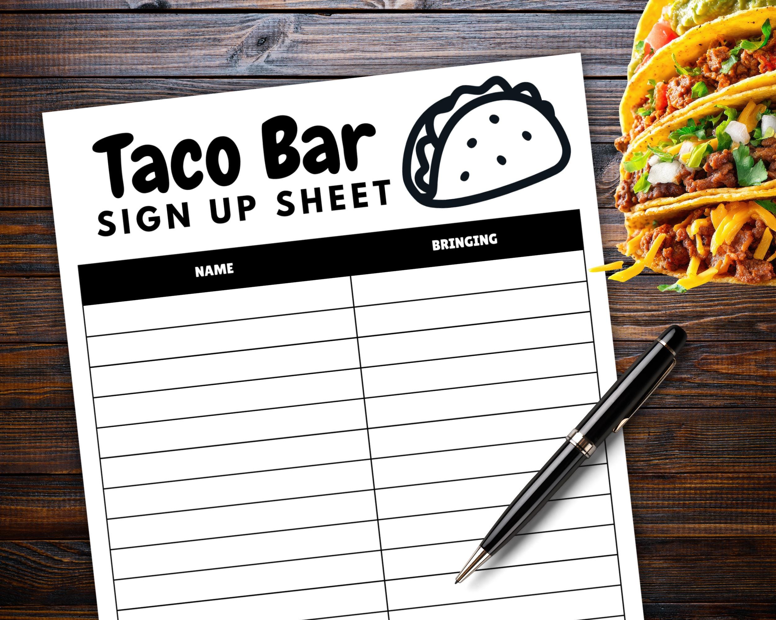 Taco Bar Potluck Sign-up Sheet, Fiesta Party - Etsy