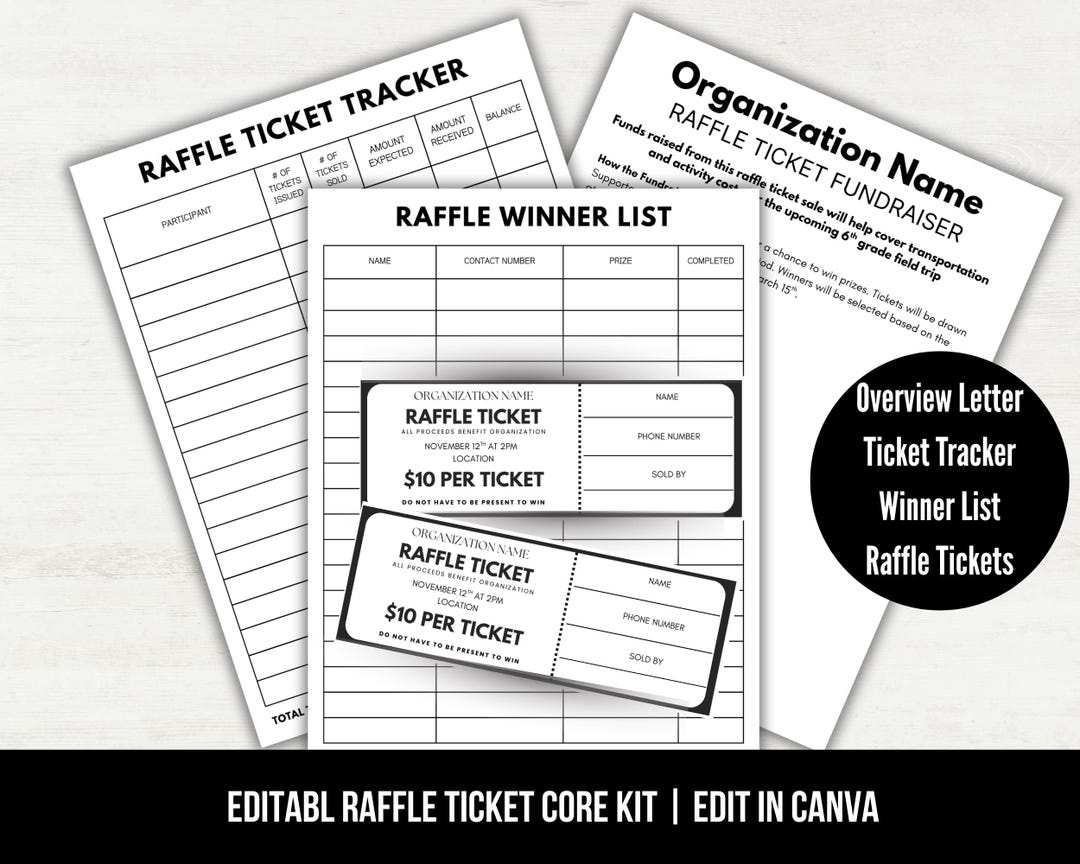 Editable Raffle Fundraiser Kit, Raffle Ticket, Raffle Letter, Raffle ...