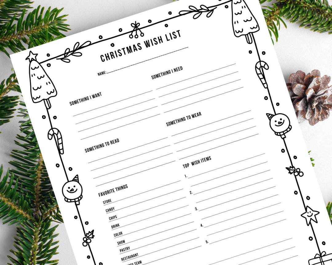 Christmas Wish List, Christmas Wishlist Template, Gift Questionnaire ...