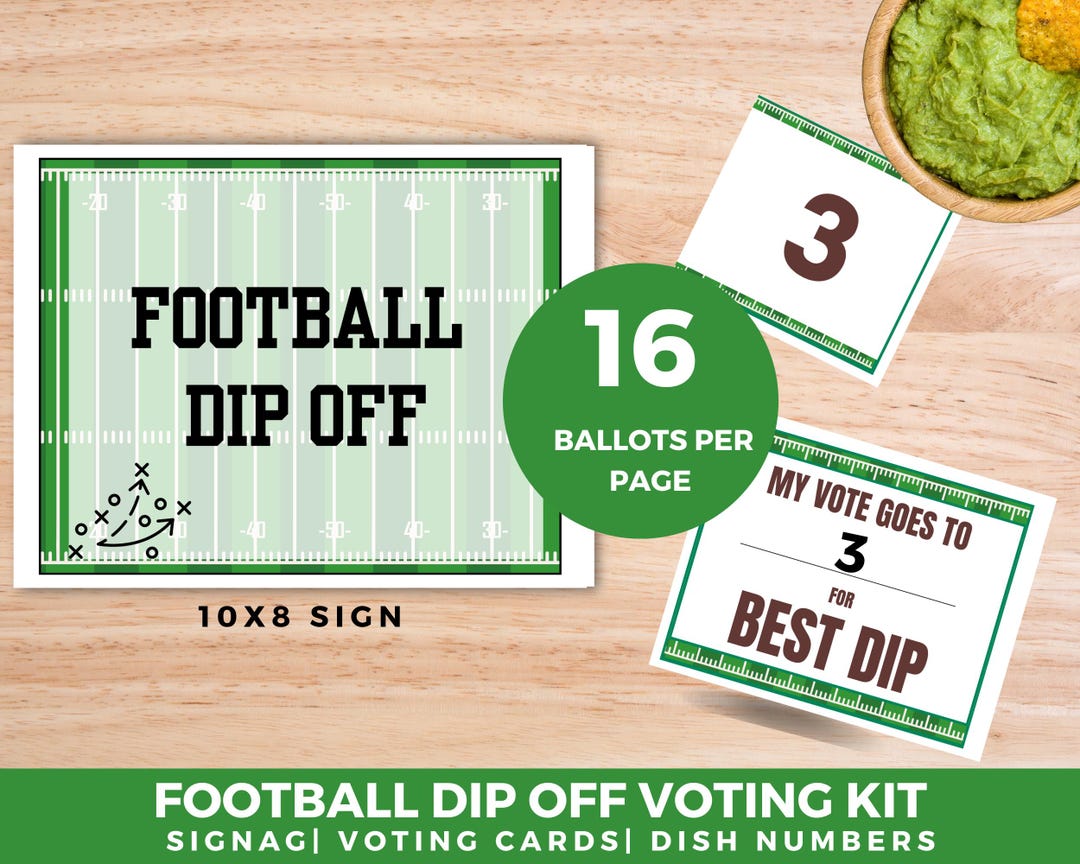 Football Dip off Ballot Kit, Football Game Party Dip Contest Cards ...