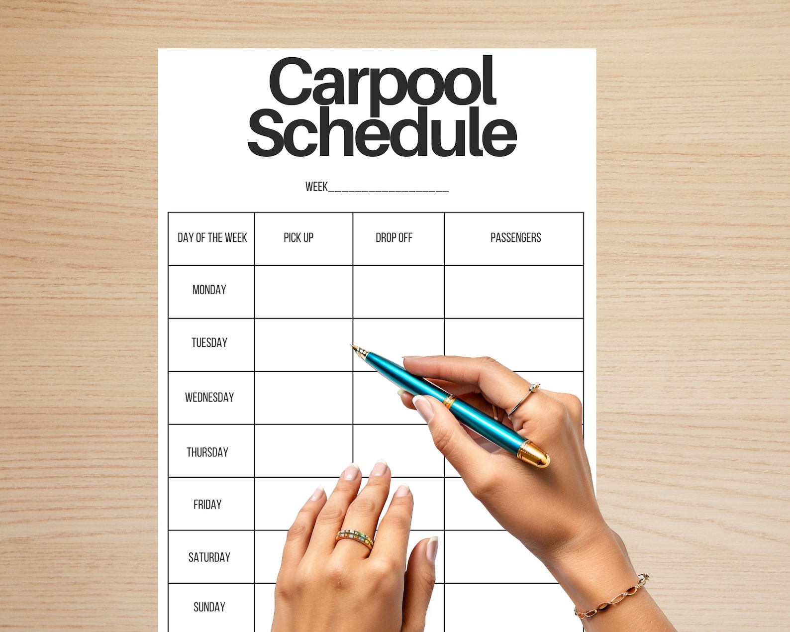 Carpool Schedule for School, Carpool Schedule for Work, Carpool ...