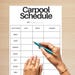 Carpool Schedule for School, Carpool Schedule for Work, Carpool ...