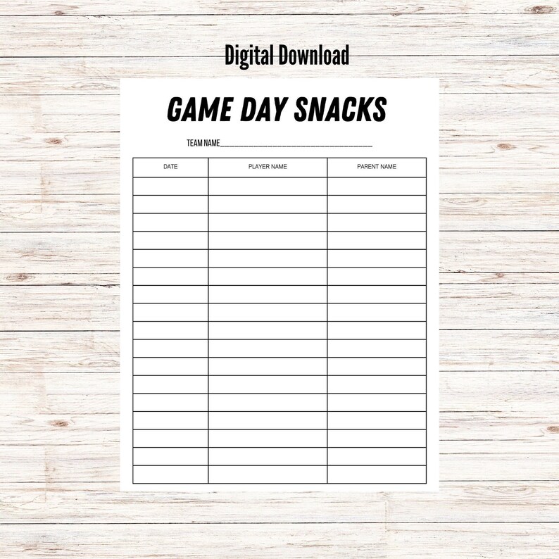 Snack Schedule Sign up Sheet, Soccer Snack Sign Up, Team Snack Schedule ...
