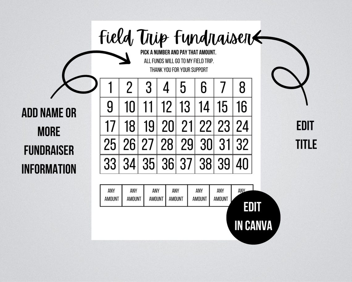 Editable Fundraiser Template, Custom Fill My Board Fundraiser ...