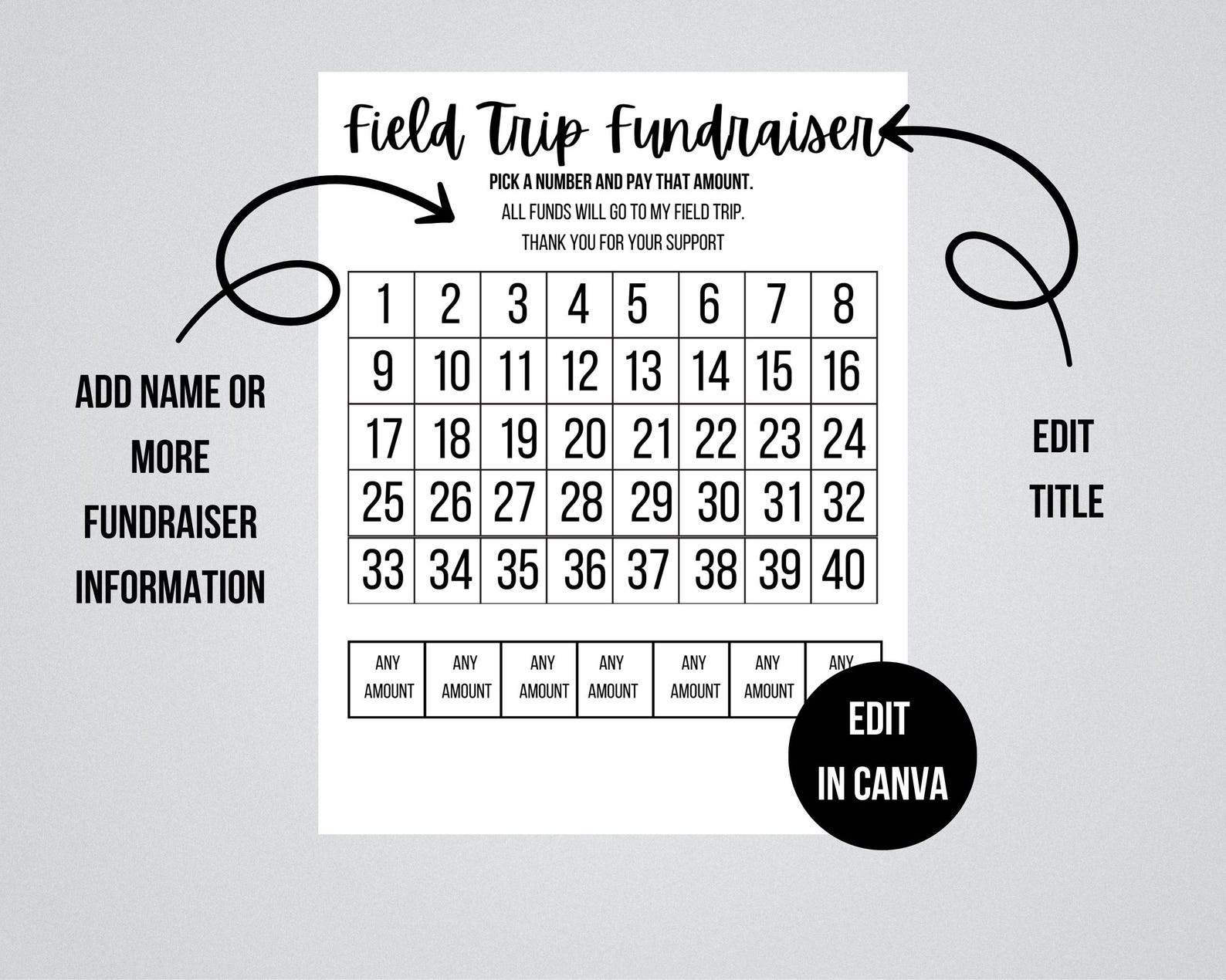 Editable Fundraiser Template, Custom Fill My Board Fundraiser ...