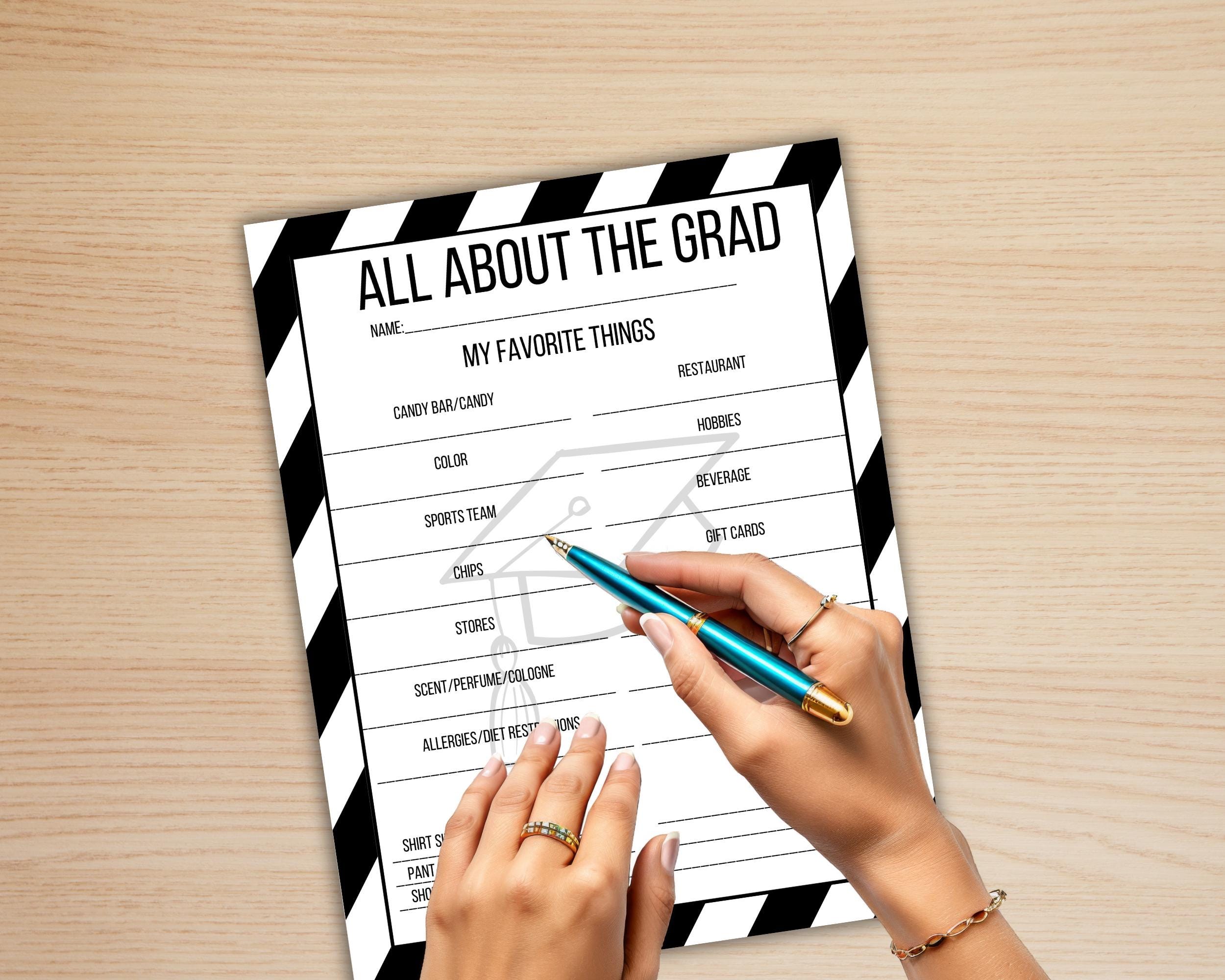 Graduate Favorite Things List, Senior All About Me, Senior Favorite ...