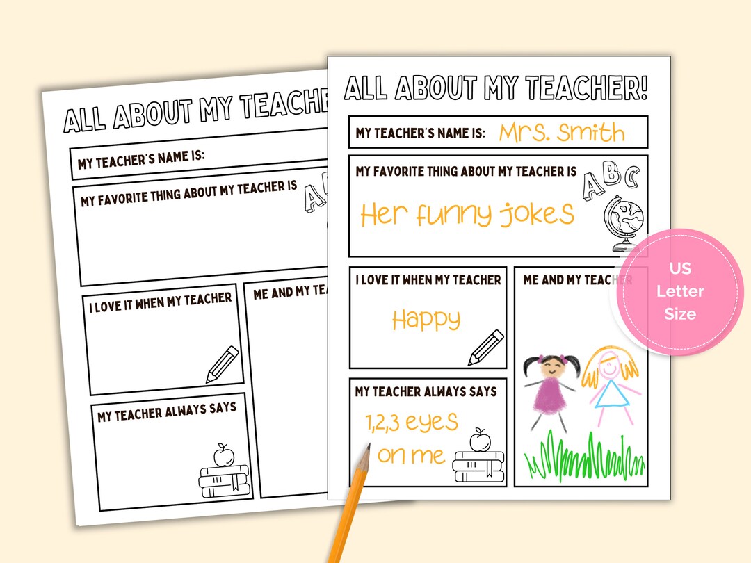 All About My Teacher Printable, Teacher All About Me, Teacher ...