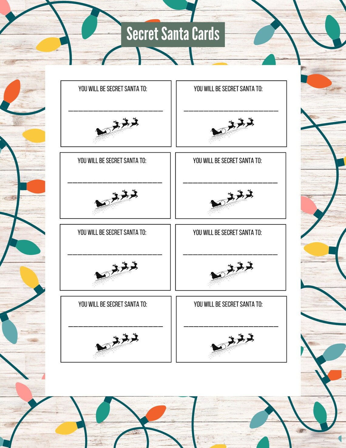 Secret Santa Cards for Drawing for Office Party, Secret Santa Cards ...