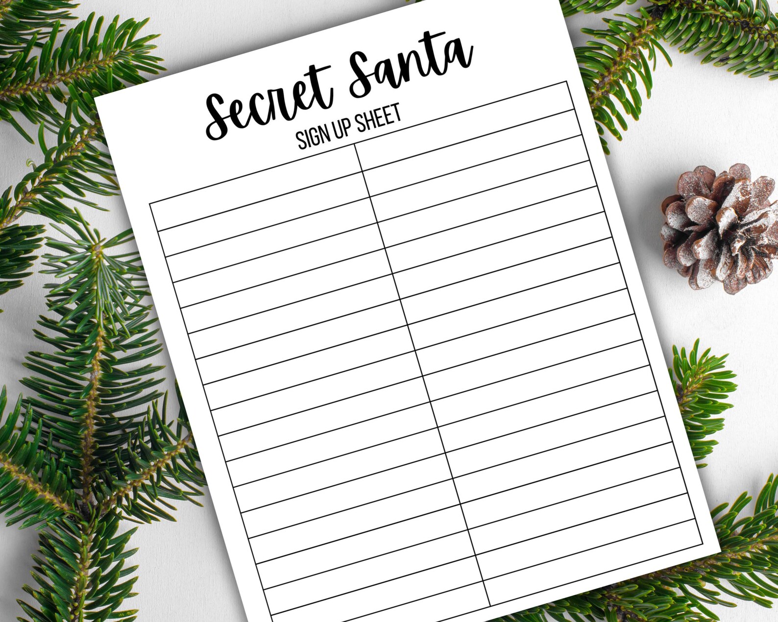 Office Secret Santa Sign up Sheet, Secret Santa Gift Exchange Printable ...