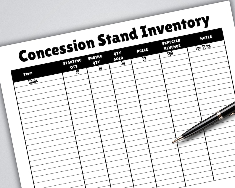 Editable Concession Stand Operations Organizer Kit ,concession ...