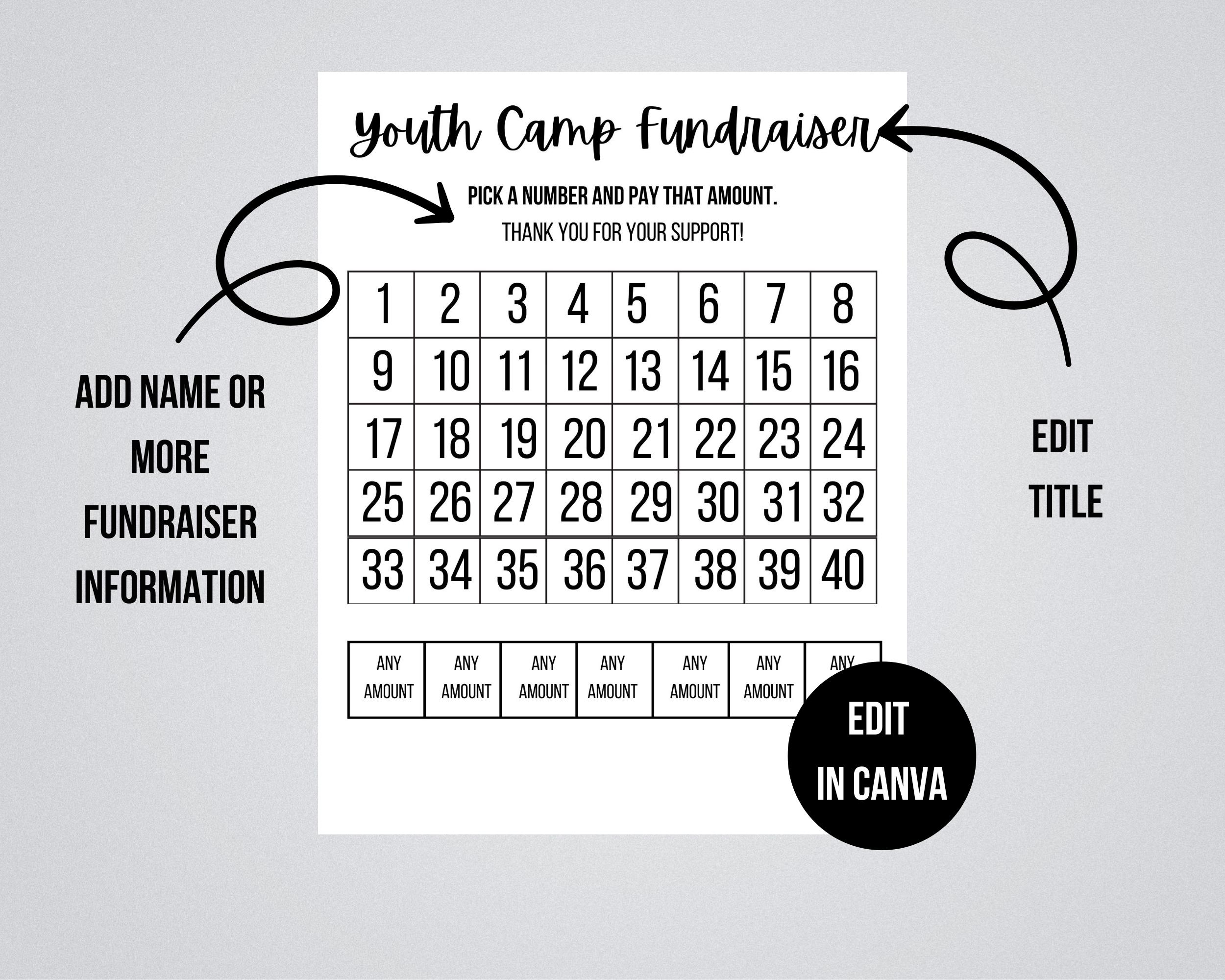 Editable Church Camp Fundraiser, Youth Church Fundraiser, Fill My Board ...