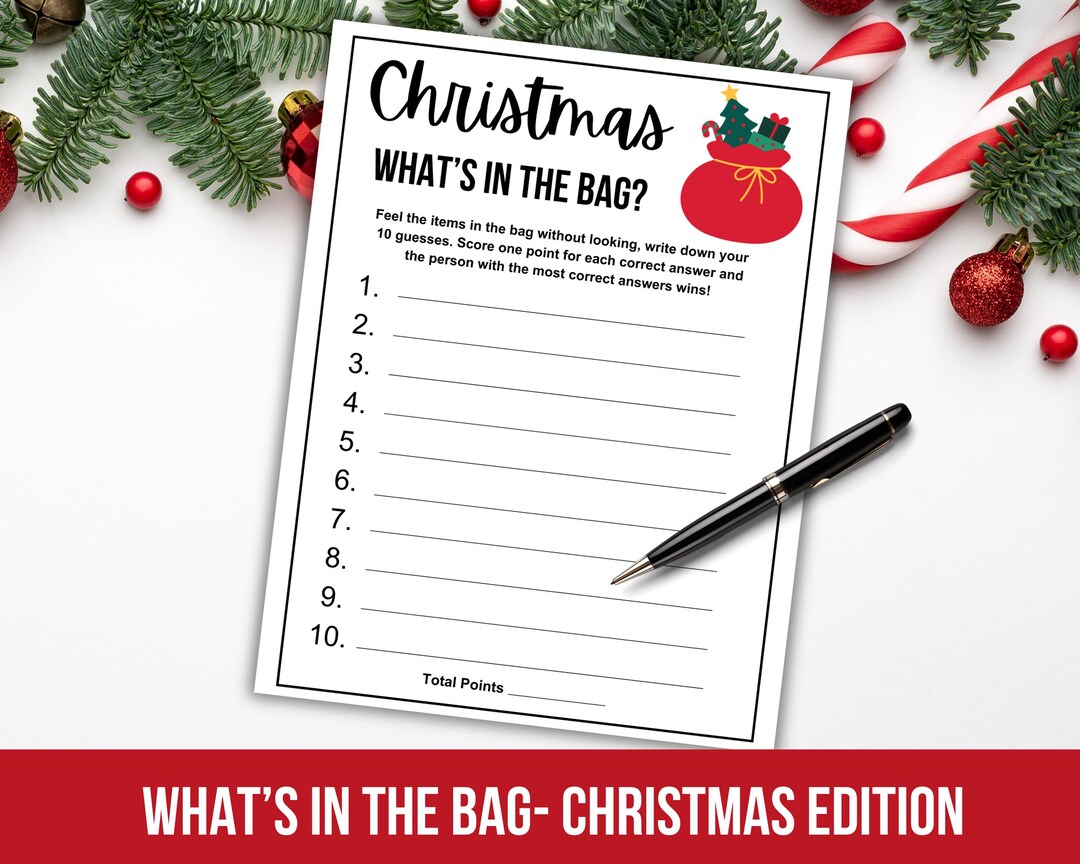 Christmas Whats in the Bag Game, Office Christmas Party Game ...