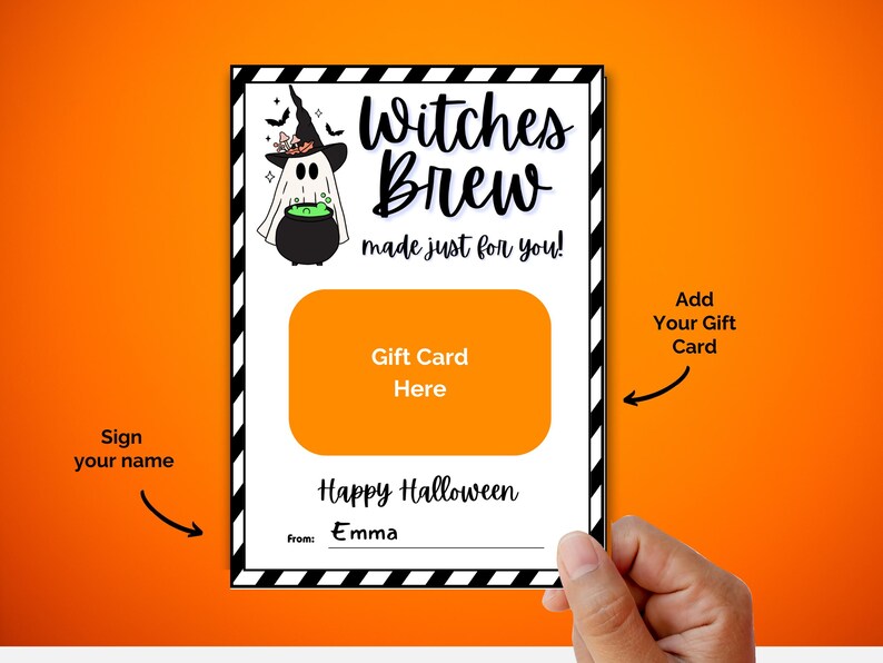 Halloween Gift Card Holder Printable, Halloween Coffee Gift Card Holder ...