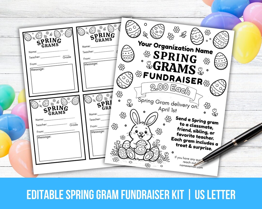 Editable Spring Candy Gram Fundraiser Black White, Easter Candy Gram ...