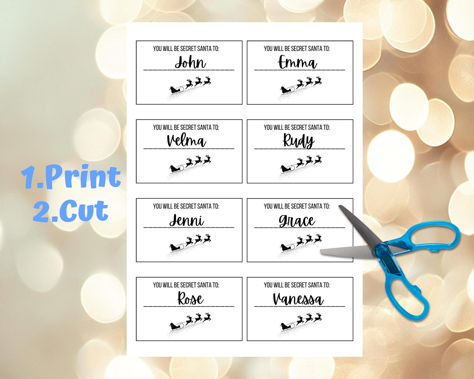 Secret Santa Cards for Drawing for Office Party, Secret Santa Cards ...