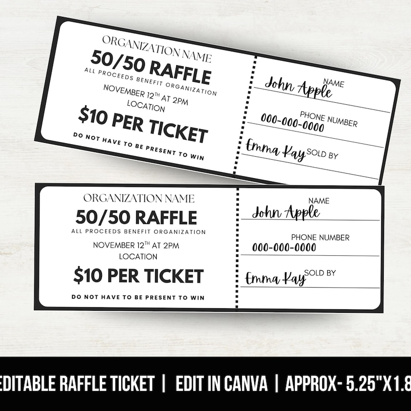 50/50 Raffle Template - Etsy