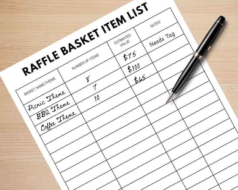 Raffle Basket Fundraiser Kit, Raffle Organizer, Basket Donation ...