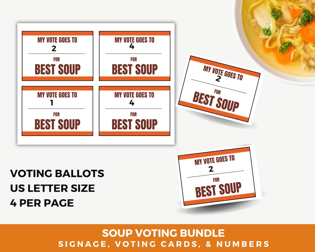 Soup Cook off Ballot Kit , Soup Vote Cards, Soup Contest Voting Cards ...