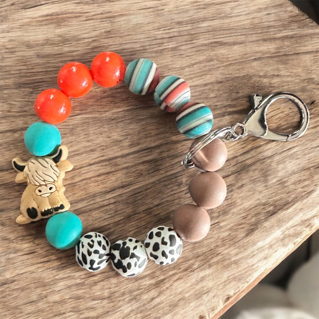 Highland Cow Mini Moo Wristlet Keychain Bracelet - Etsy